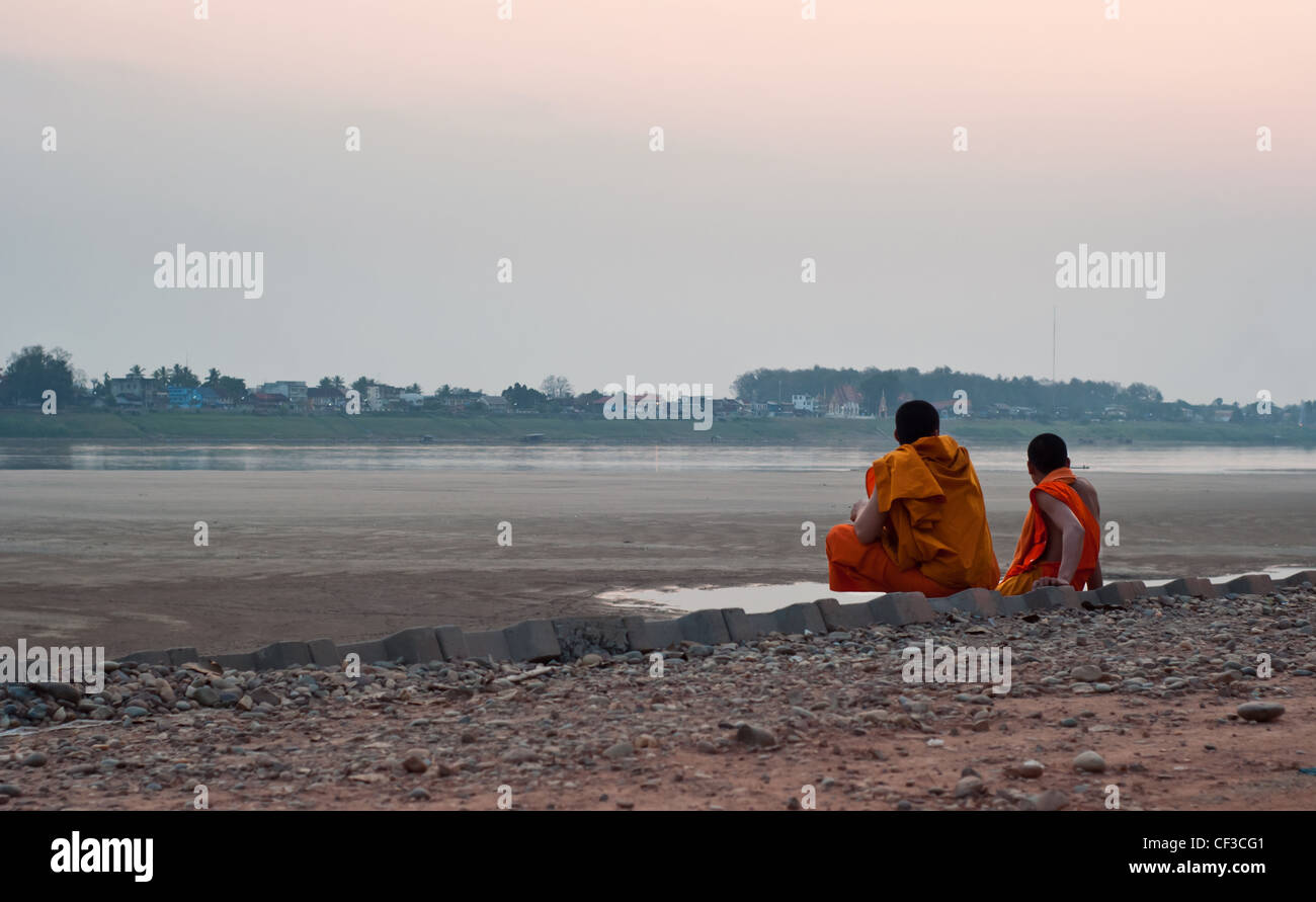 Monks at Mekong River Stock Photo - Alamy