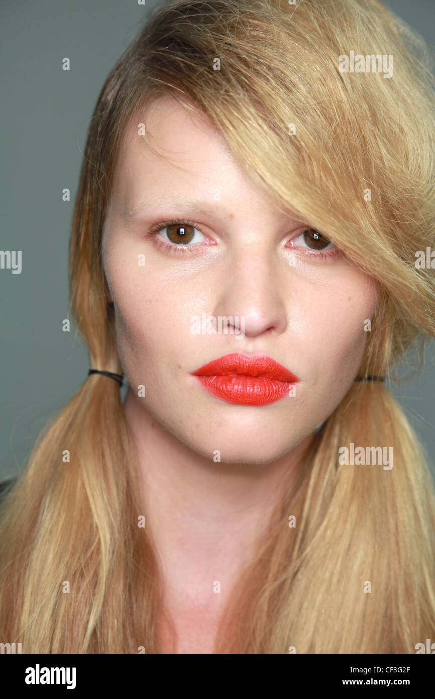 Prada Backstage Milan Ready to Wear Spring Summer Model blonde hair ...