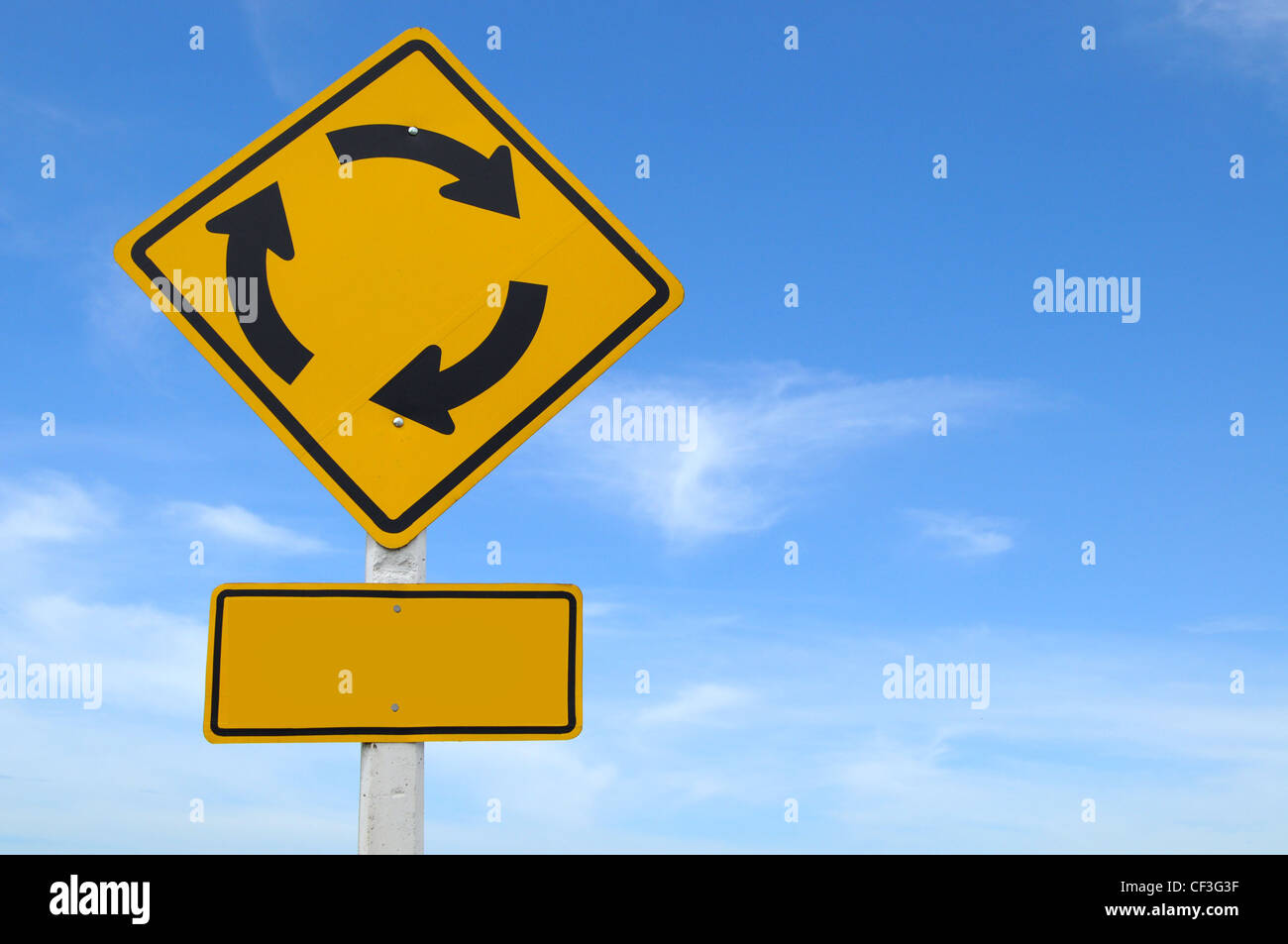 Blank yellow road sign on blue sky with clouds Stock Photo - Alamy