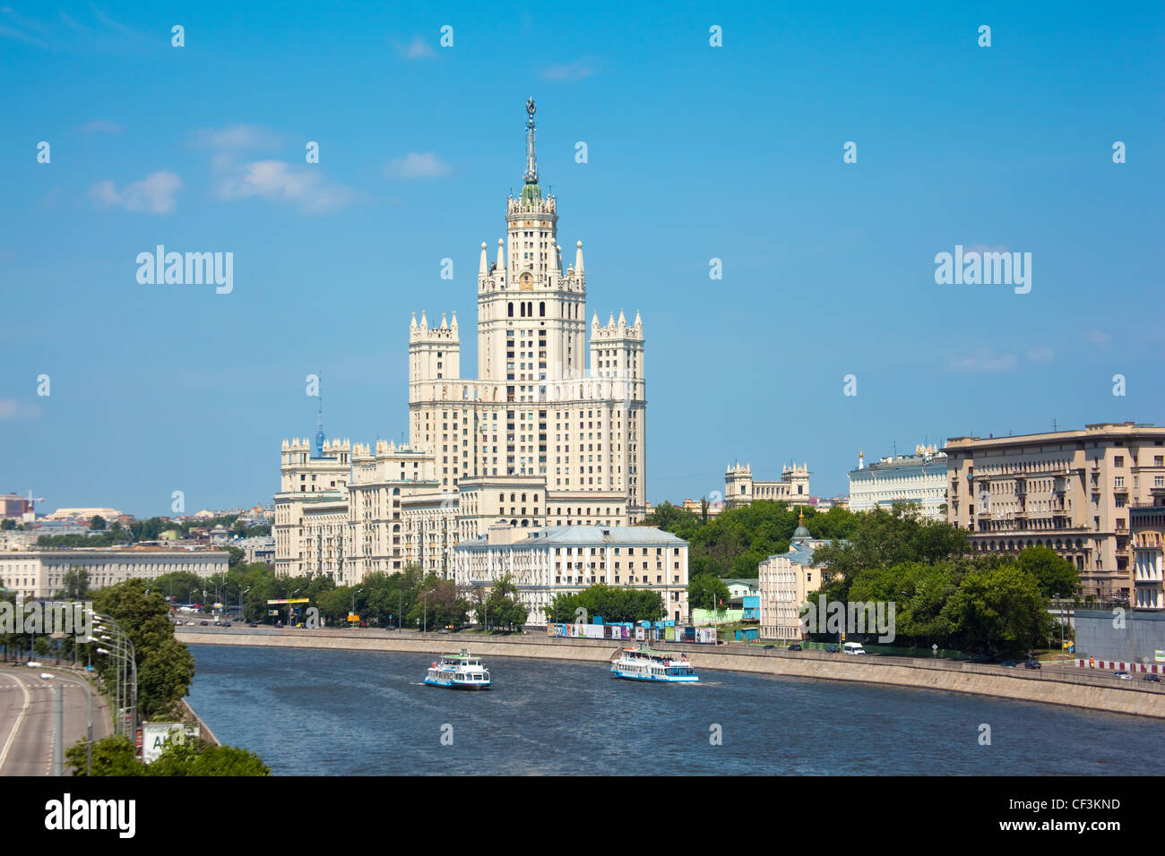 Stalin high-rise building on Kotelnichesky quay in Moscow. Horizontal ...