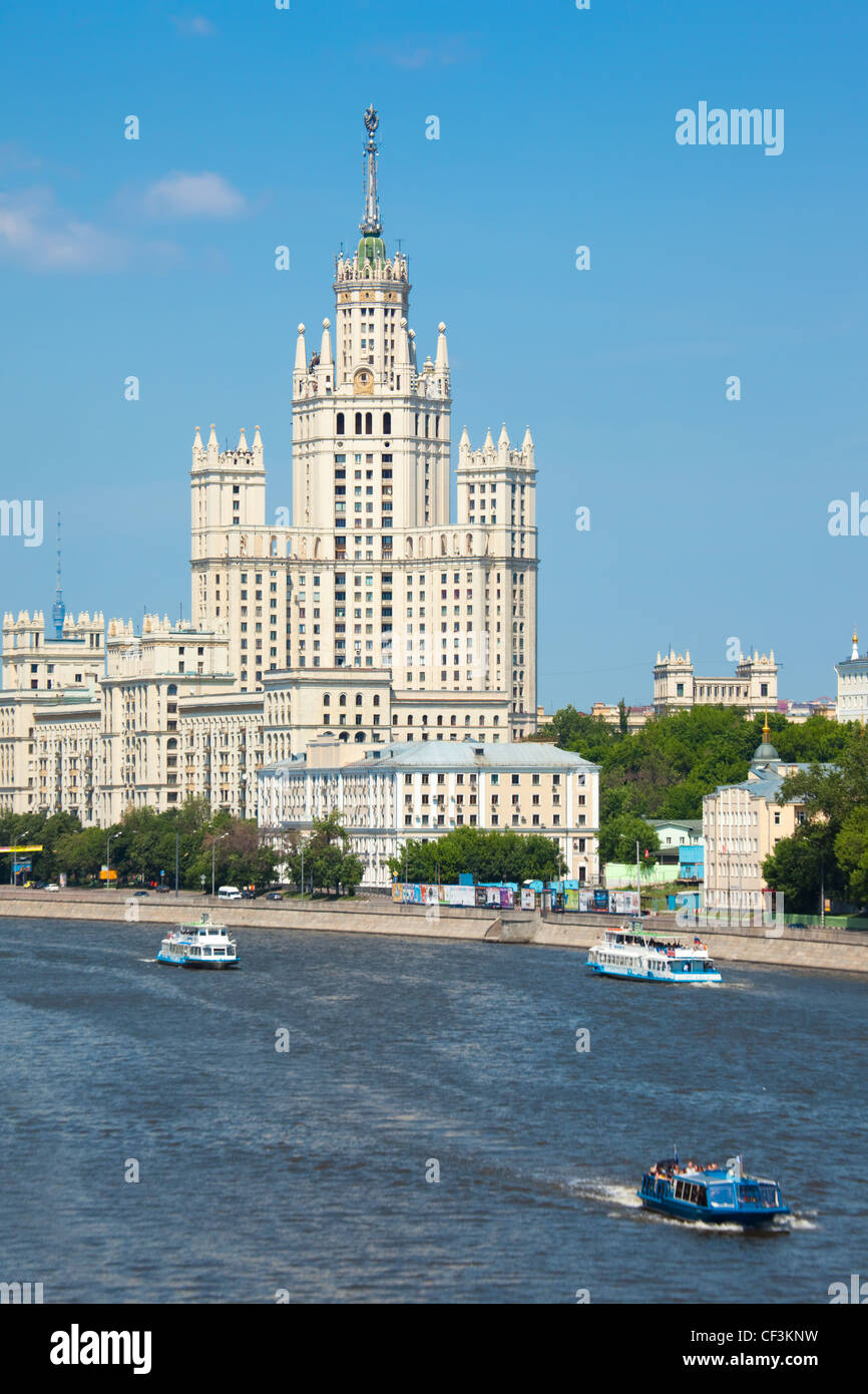 Stalin high-rise building on Kotelnichesky quay in Moscow. Vertical ...