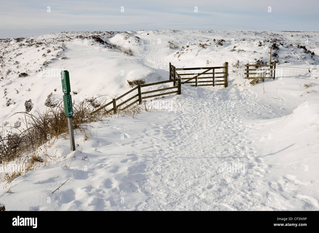 Wooden gate on the North York Moors in winter Stock Photo - Alamy