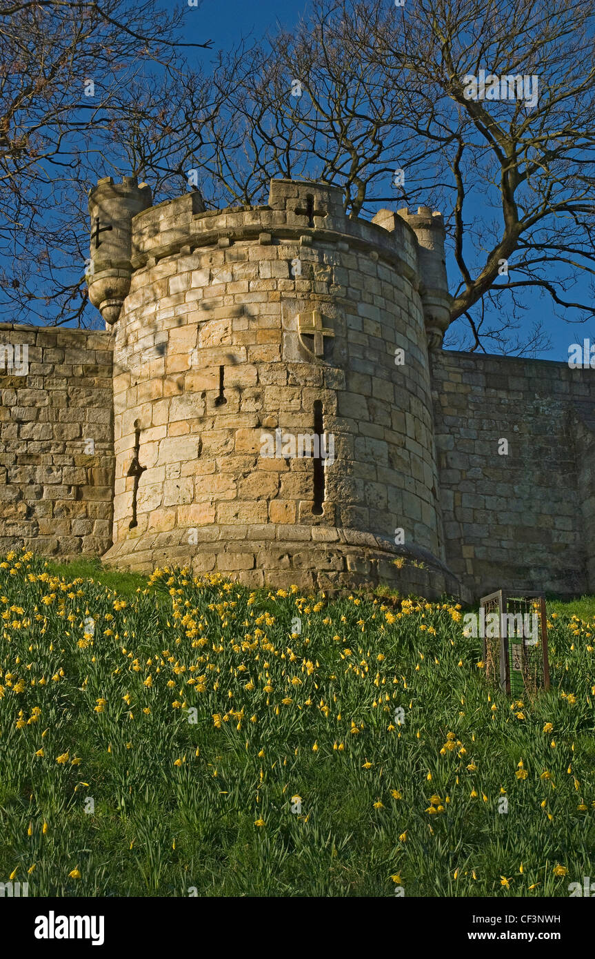 Tower on the York city walls between Monk Bar and Bootham Bar Stock ...