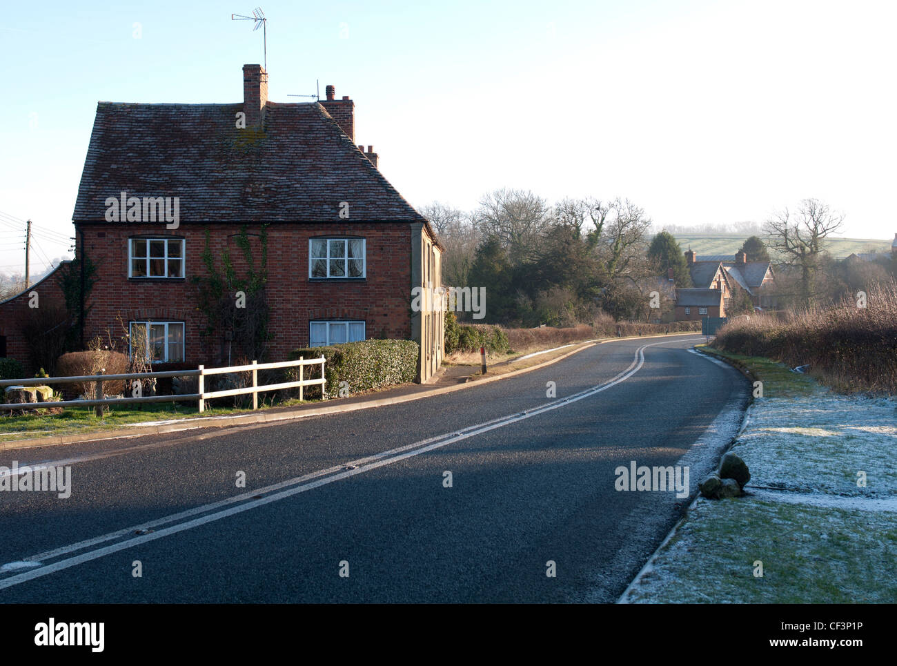 Lower Shuckburgh village in winter, Warwickshire, England, UK Stock ...