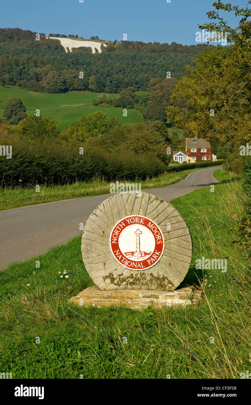 The Kilburn White Horse on Sutton Bank, viewed from a North York Moors ...