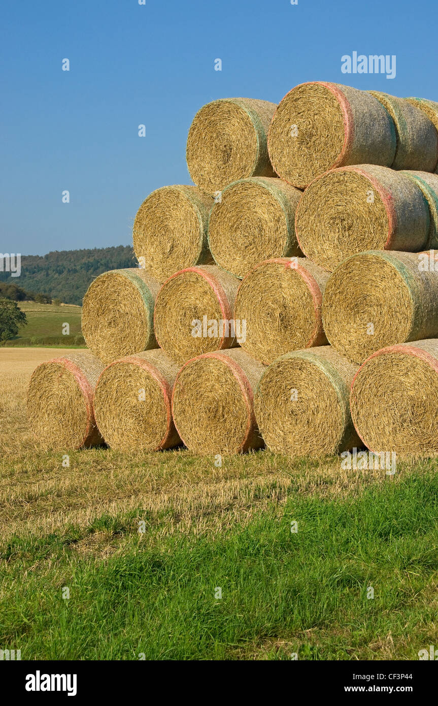 Bales straw stacked in hi-res stock photography and images - Alamy