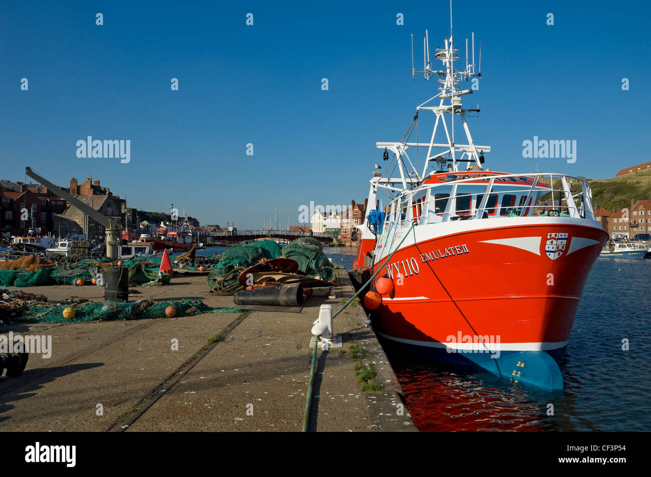 Fishing boat in the harbour at Whitby Stock Photo - Alamy