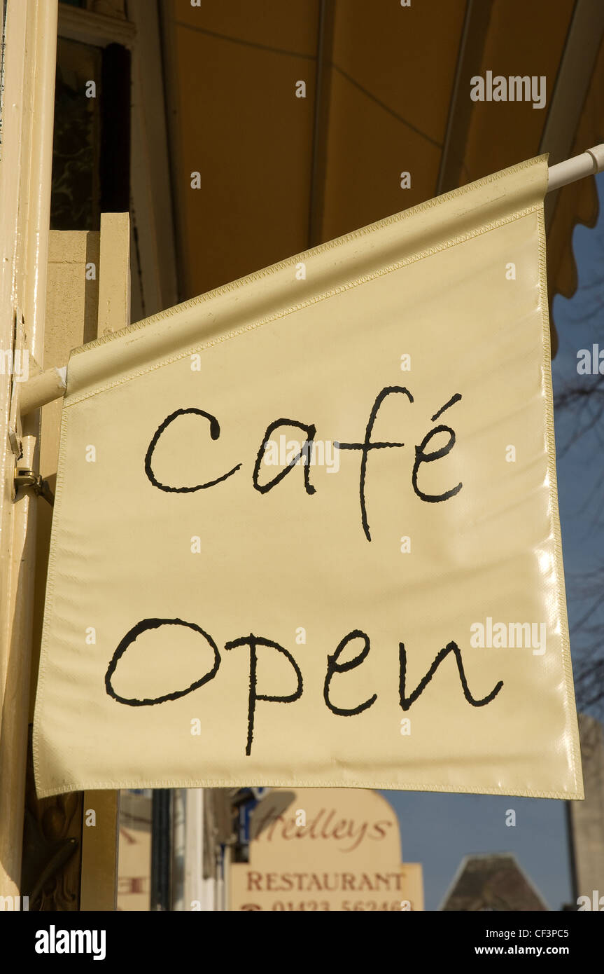 Cafe open sign outside a coffee shop Stock Photo - Alamy