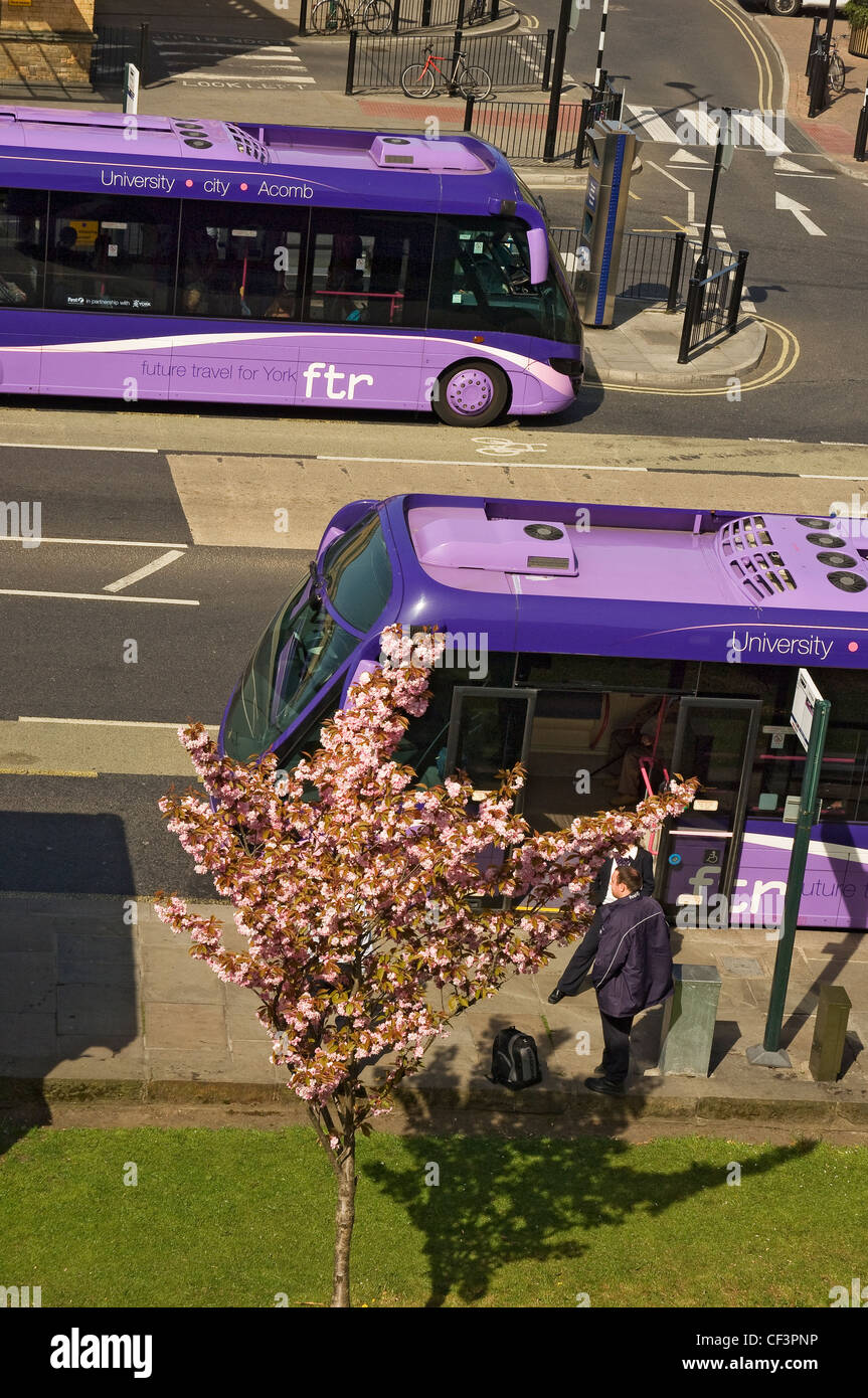First York FTR buses passing York railway station Stock Photo - Alamy