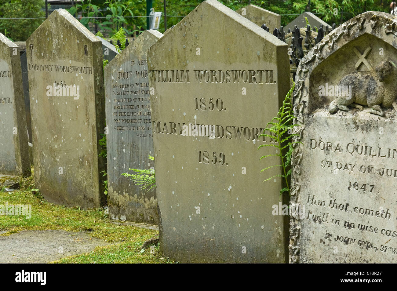 William and Mary Wordsworth grave together with other members of the ...