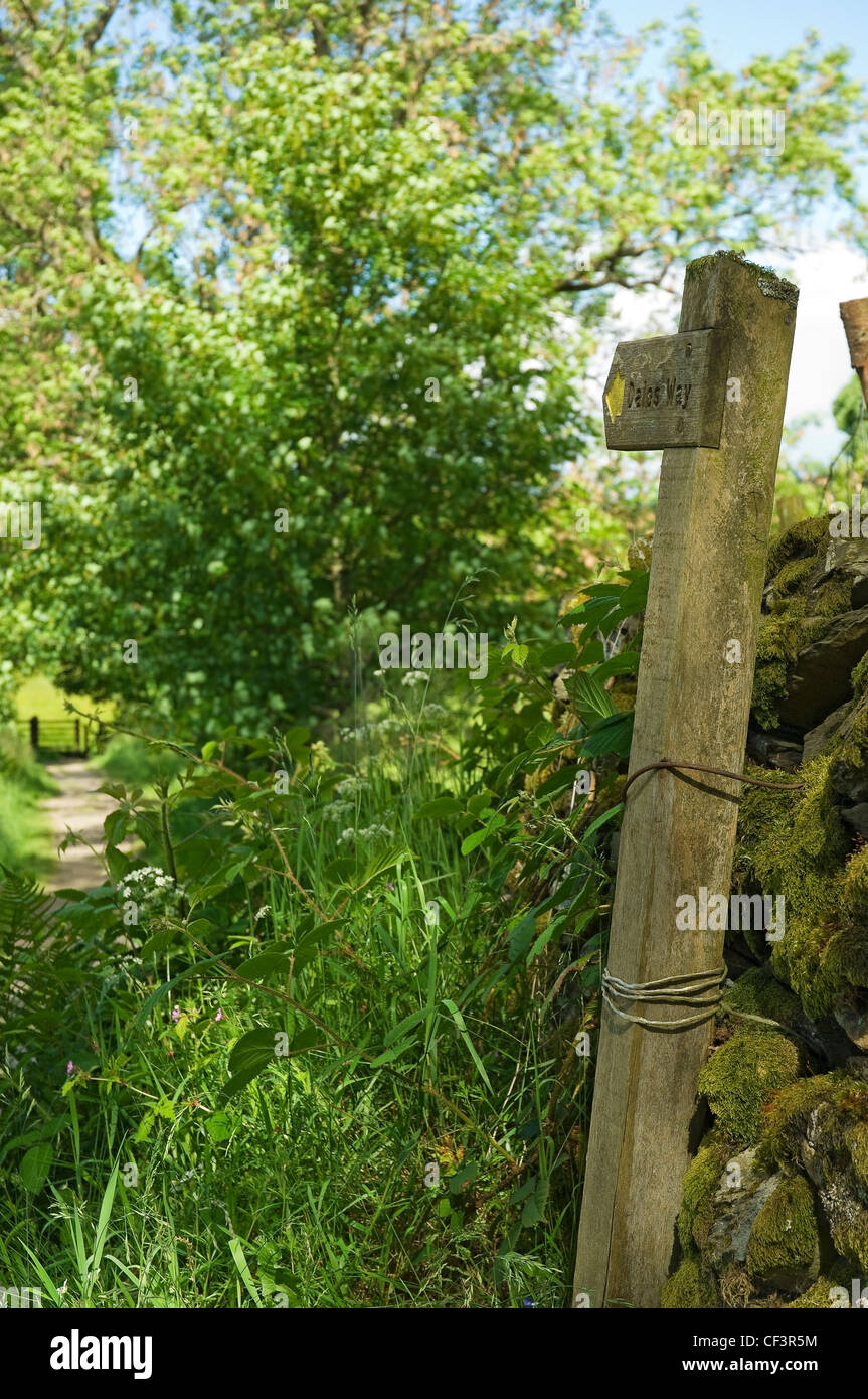 A wooden sign for the Dales Way pointing down a footpath Stock Photo ...