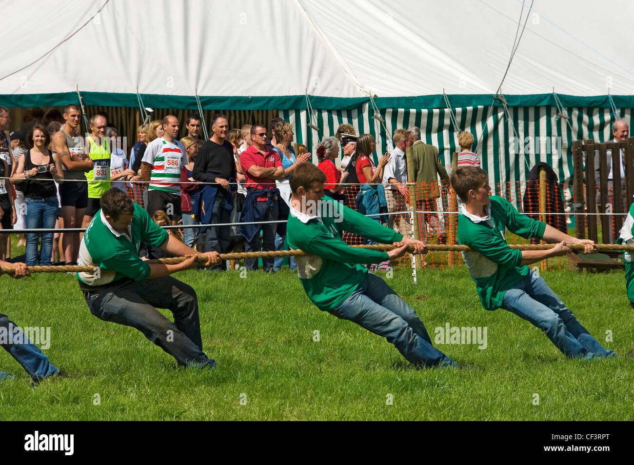 Spectators watching the tug of war competition at Gargrave Show, an ...