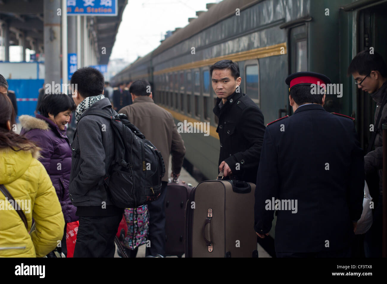 people off the train,during the spring festival ,China Stock Photo - Alamy