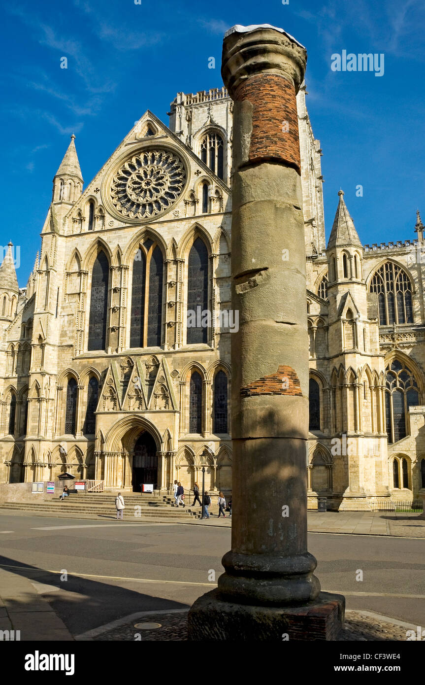 Roman Column outside the South Transept of York Minster Stock Photo - Alamy