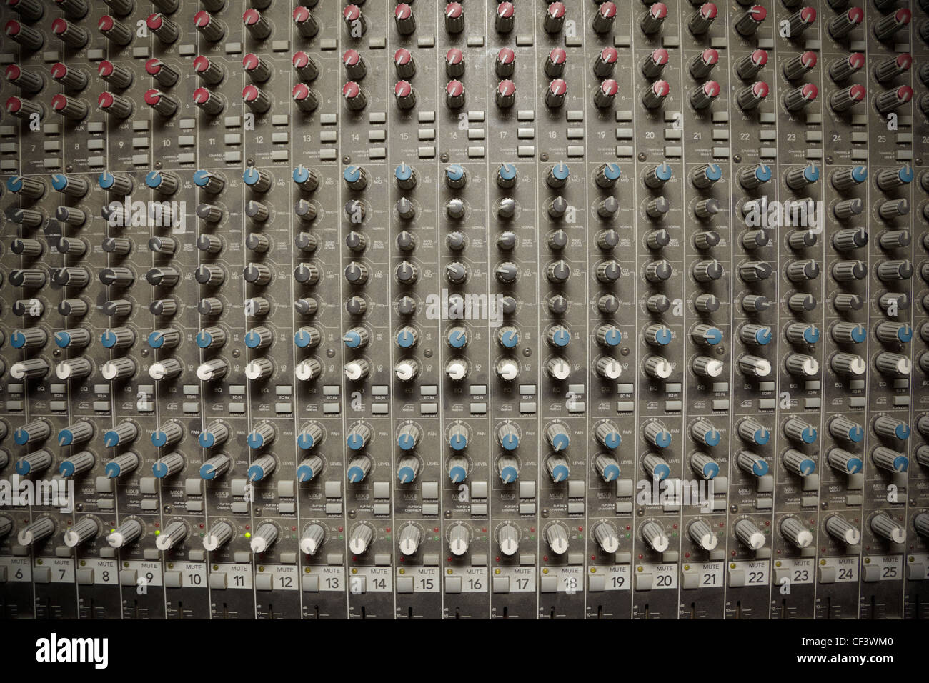 panorama of old dirty sound mixer pult Stock Photo - Alamy