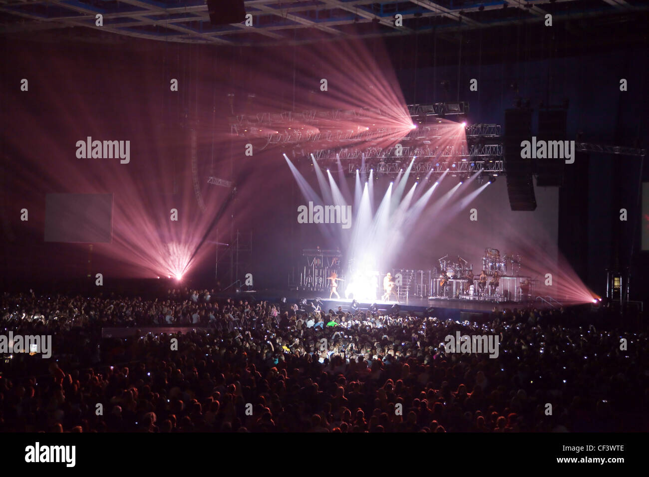 musical performance concert. light show. group band singer is ...