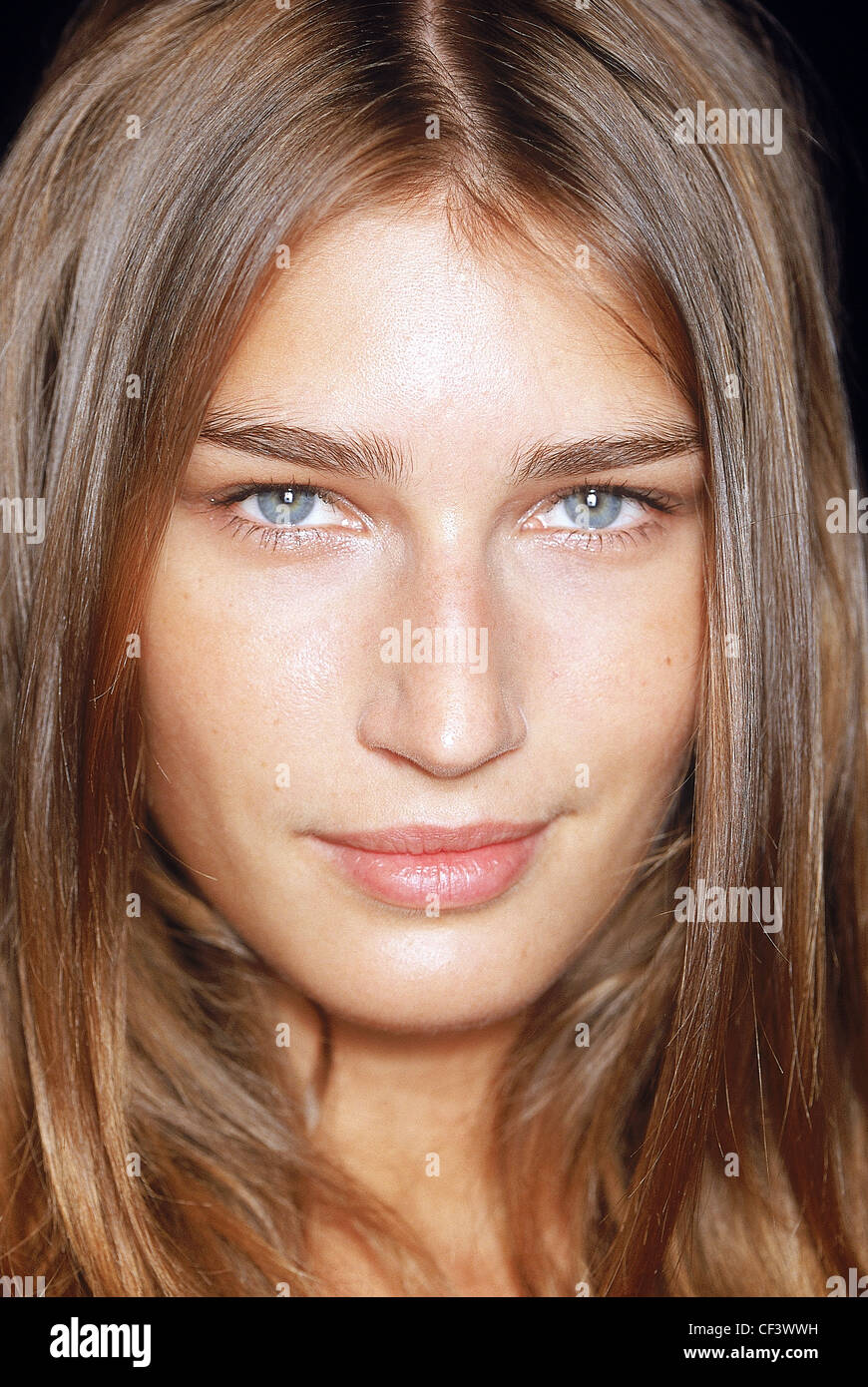 Backstage Paris Spring Summer Paco Rabanne Model with long brunette ...