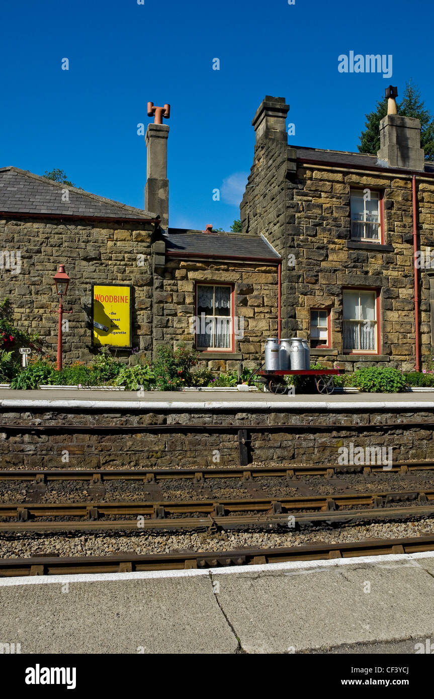 An old advert for Woodbine cigarettes on the platform of Goathland ...