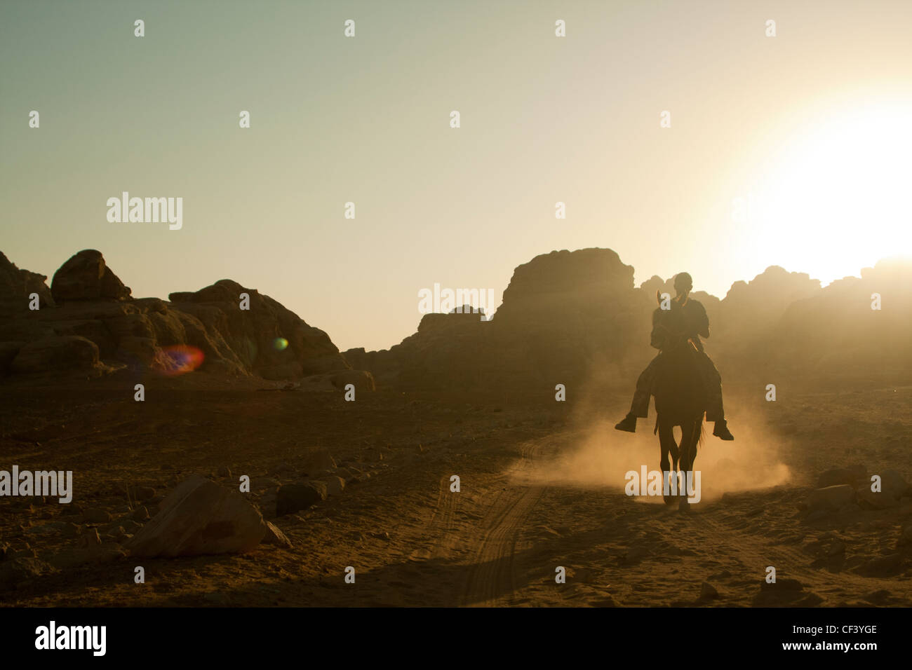 Man on horse silhouette hi-res stock photography and images - Alamy