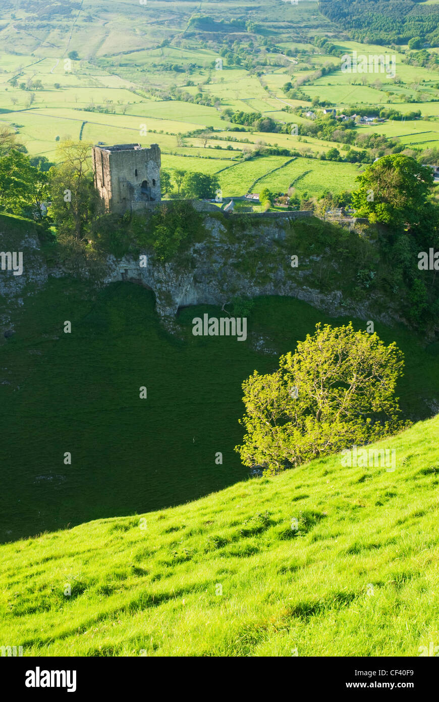 A view of Peveril Castle Stock Photo - Alamy