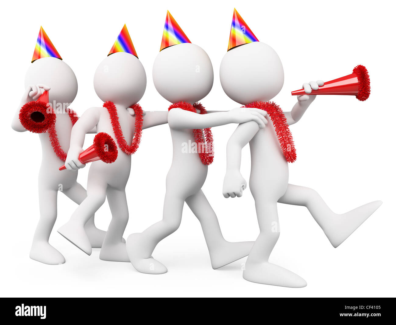 People having fun at a party. Rendered at high resolution on a white ...