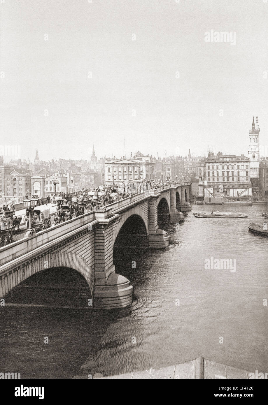 London Bridge, London, England in the late 19th century. From London ...