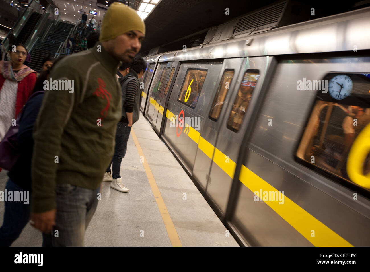 Metro subway train station and line in Delhi, India Stock Photo - Alamy