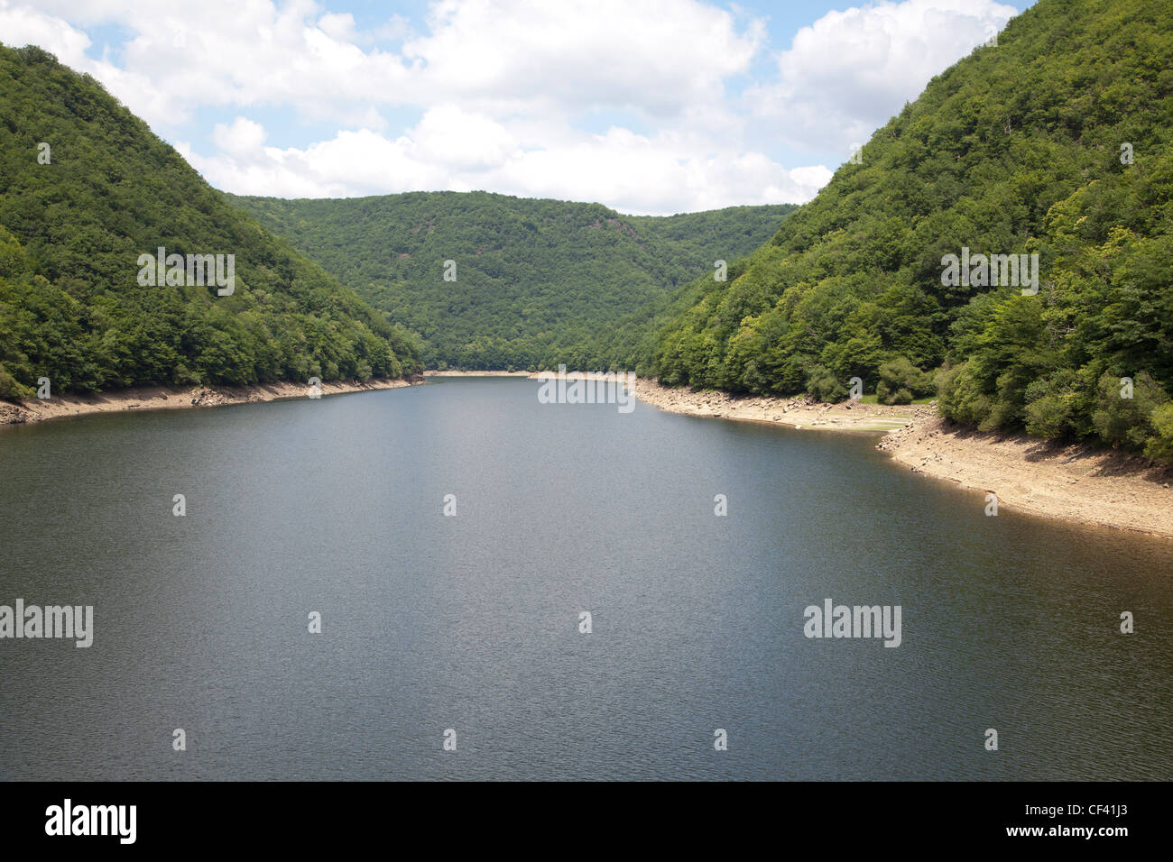 View from the Pont de Chambon over the reservoir de Chastang in the ...