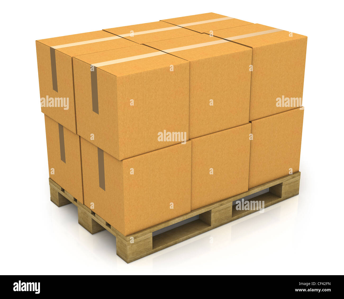Stack of carton boxes on a pallet isolated on white background Stock ...