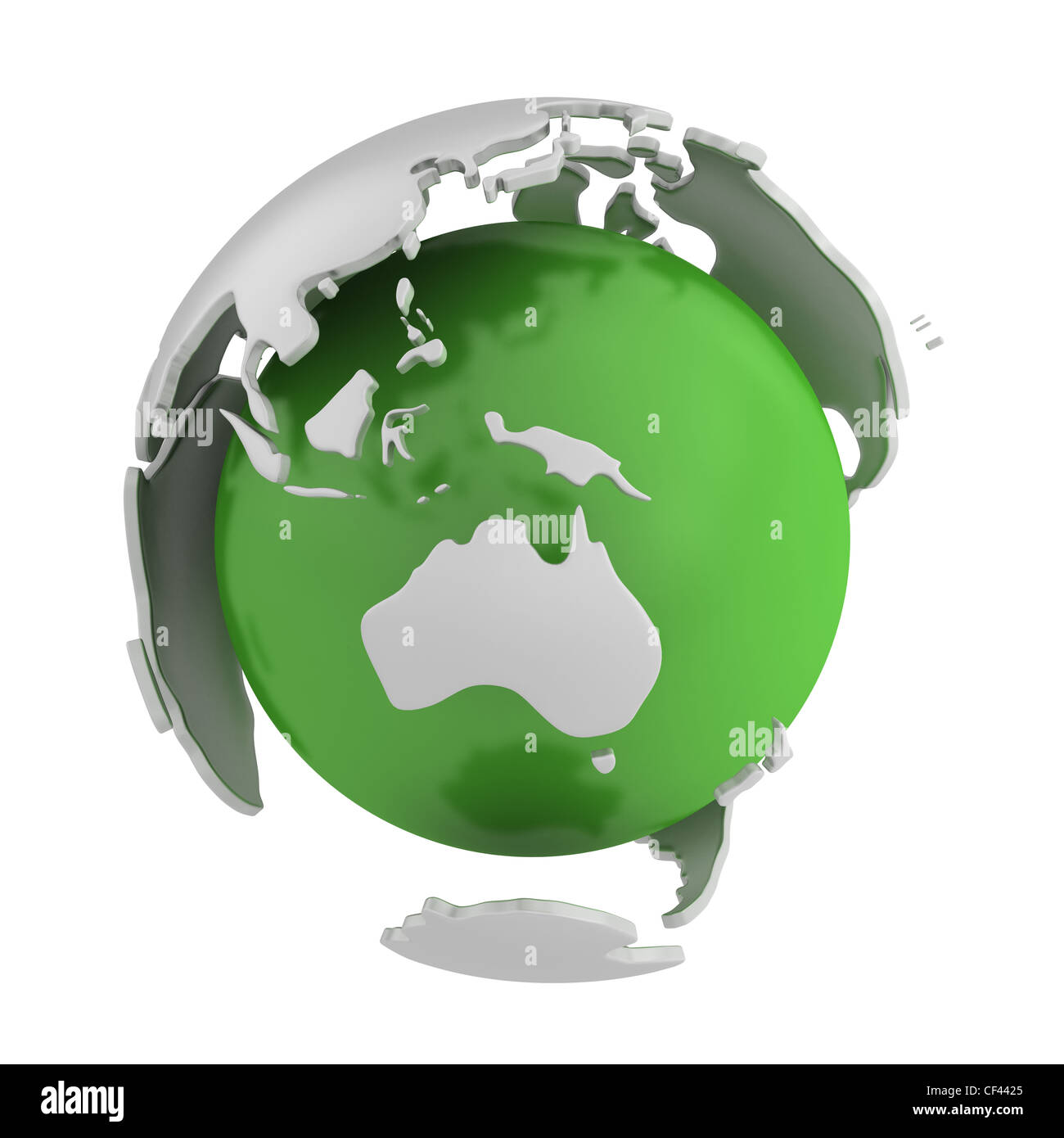 Abstract green globe, Australia part isolated on white background Stock ...