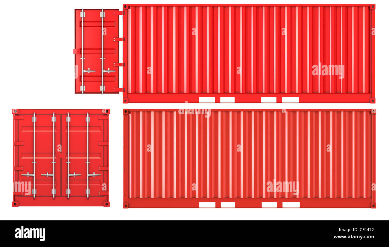 Opened and closed container isolated on white background, front and ...