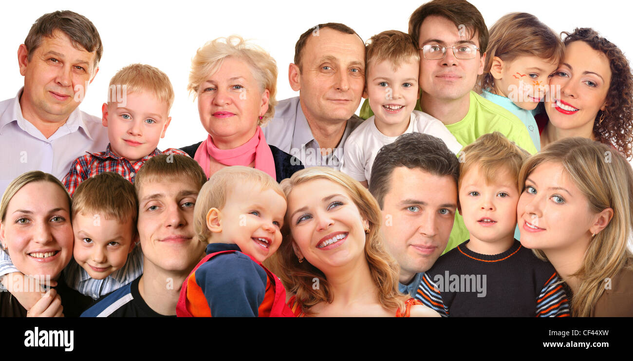 many faces family with children, collage Stock Photo - Alamy