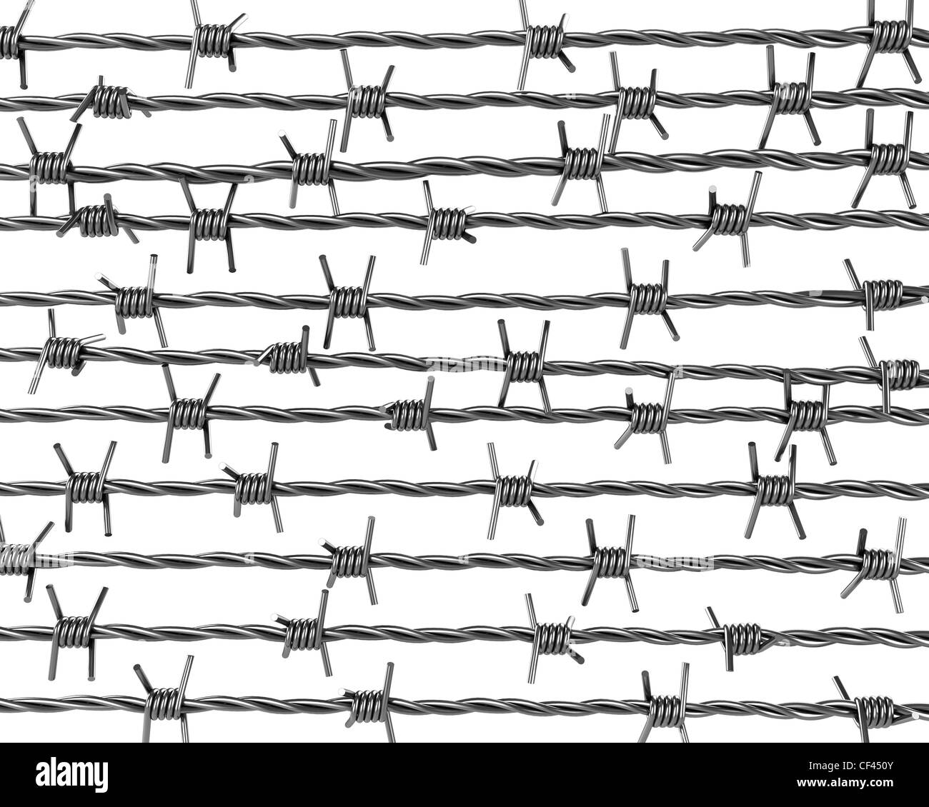 Lines of barbed wire isolated on white background Stock Photo - Alamy