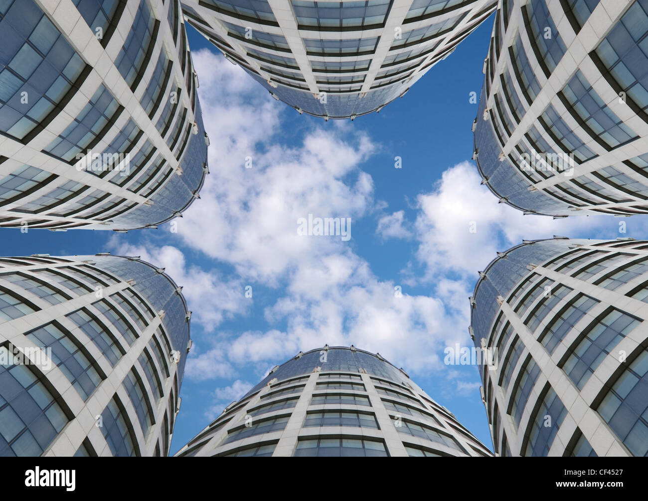 many skyscrapers on sky background, collage Stock Photo - Alamy
