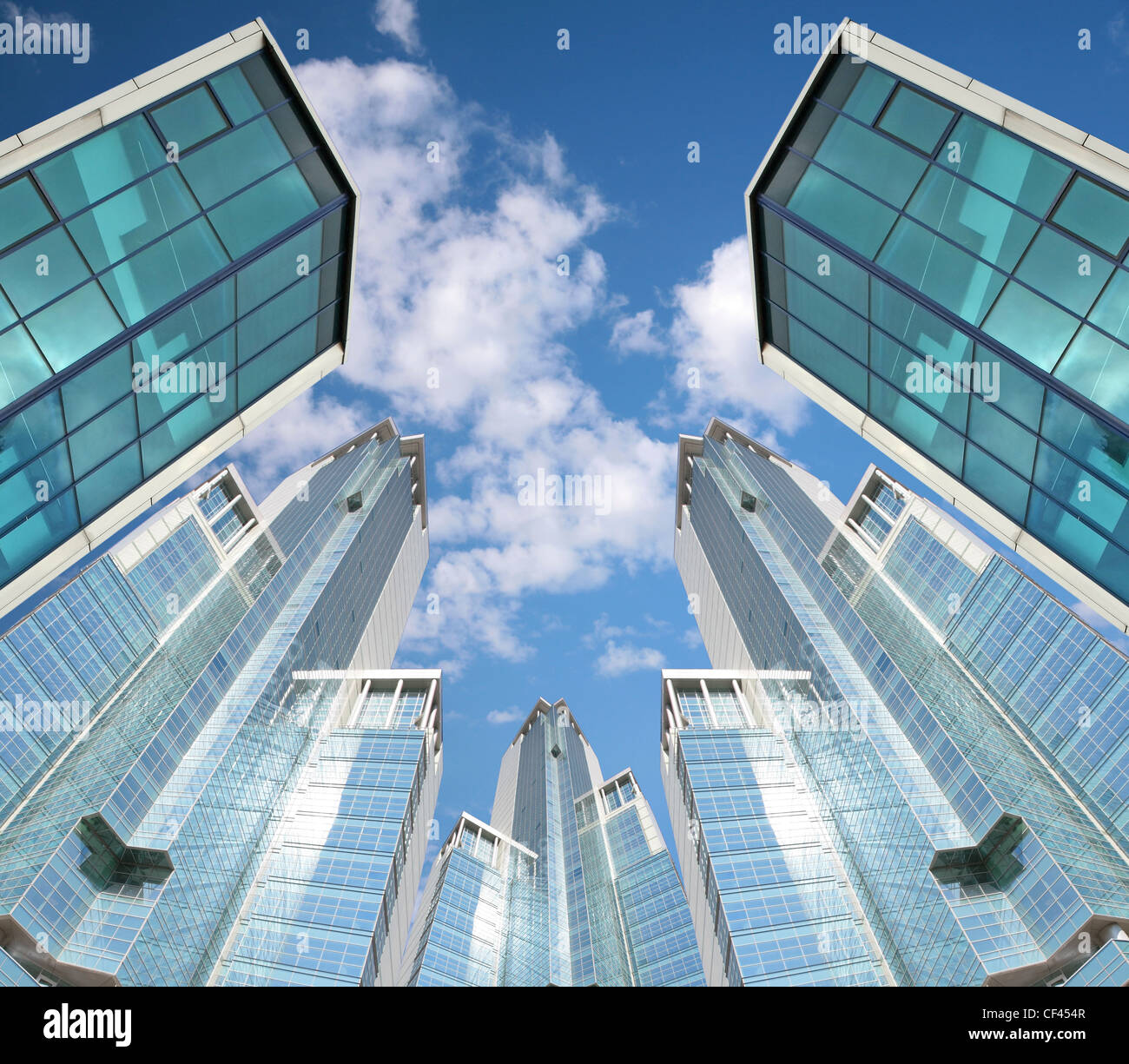 many skyscrapers on sky background, collage Stock Photo - Alamy