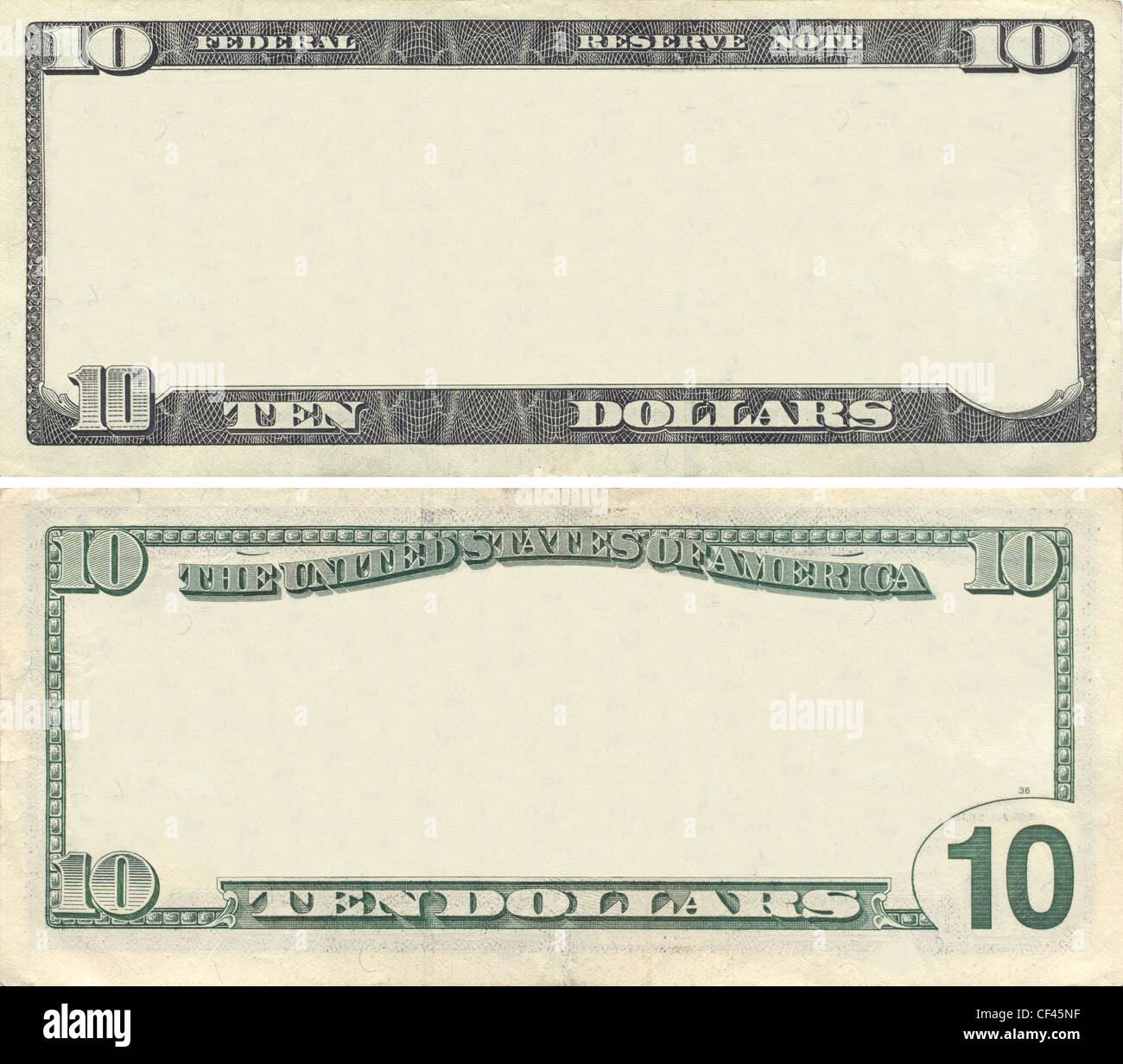 Clear 10 dollar banknote pattern for design purposes Stock Photo - Alamy
