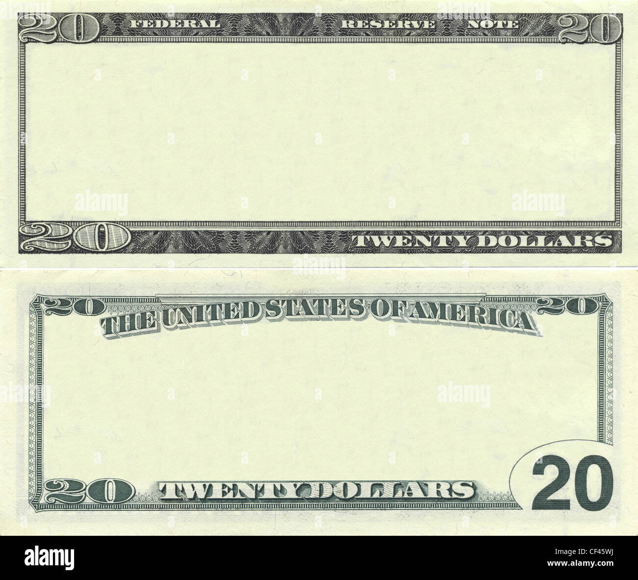 Clear 20 dollar banknote pattern for design purposes Stock Photo - Alamy