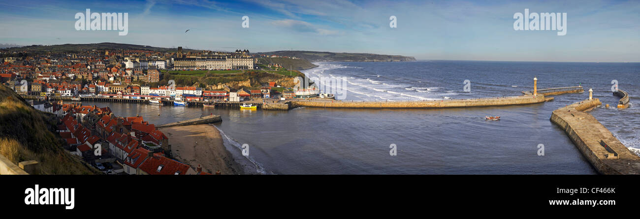 A panoramic view of Whitby in early morning Stock Photo - Alamy
