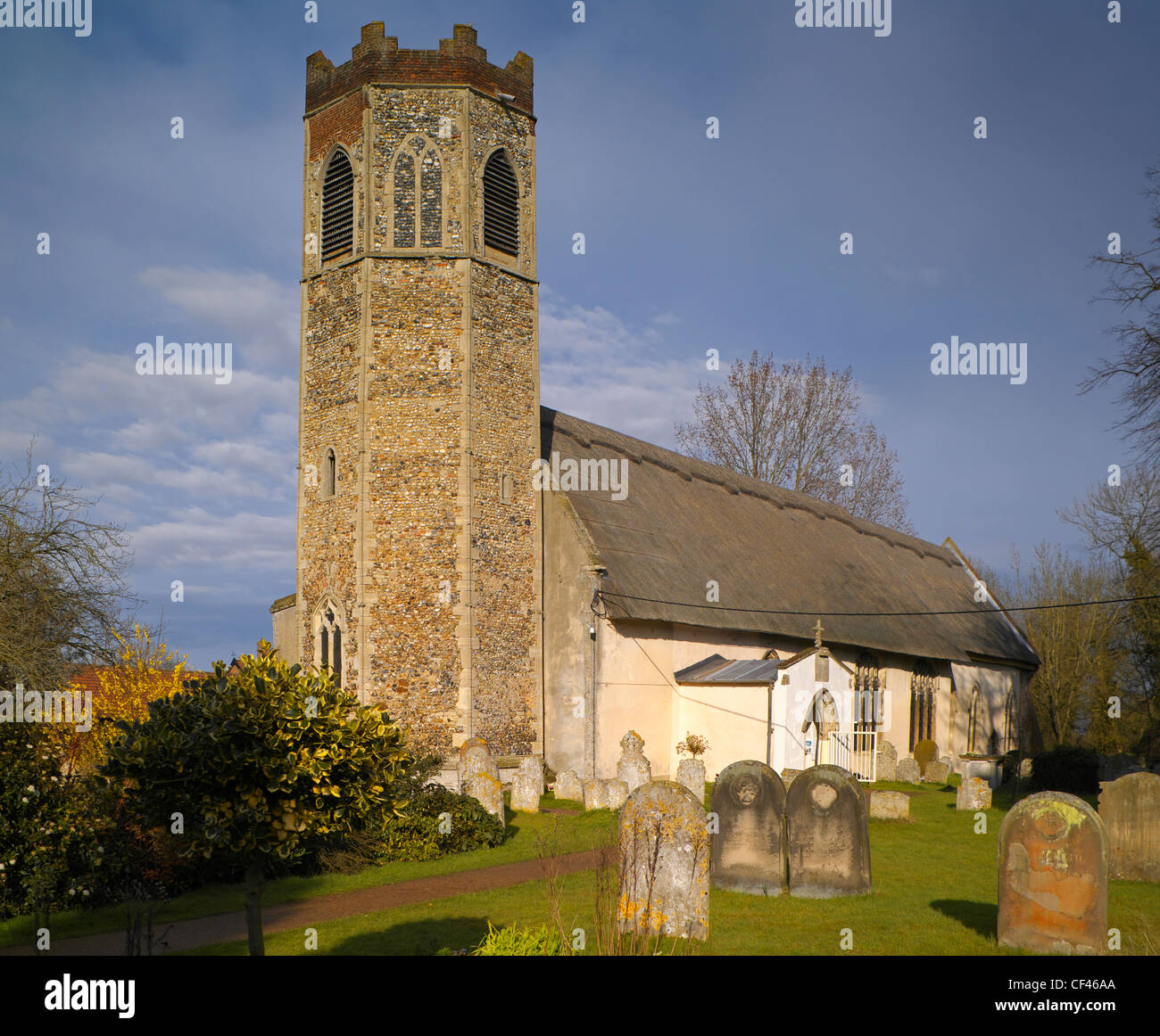 Exterior view of All Saints Church. The church tower dates back to ...