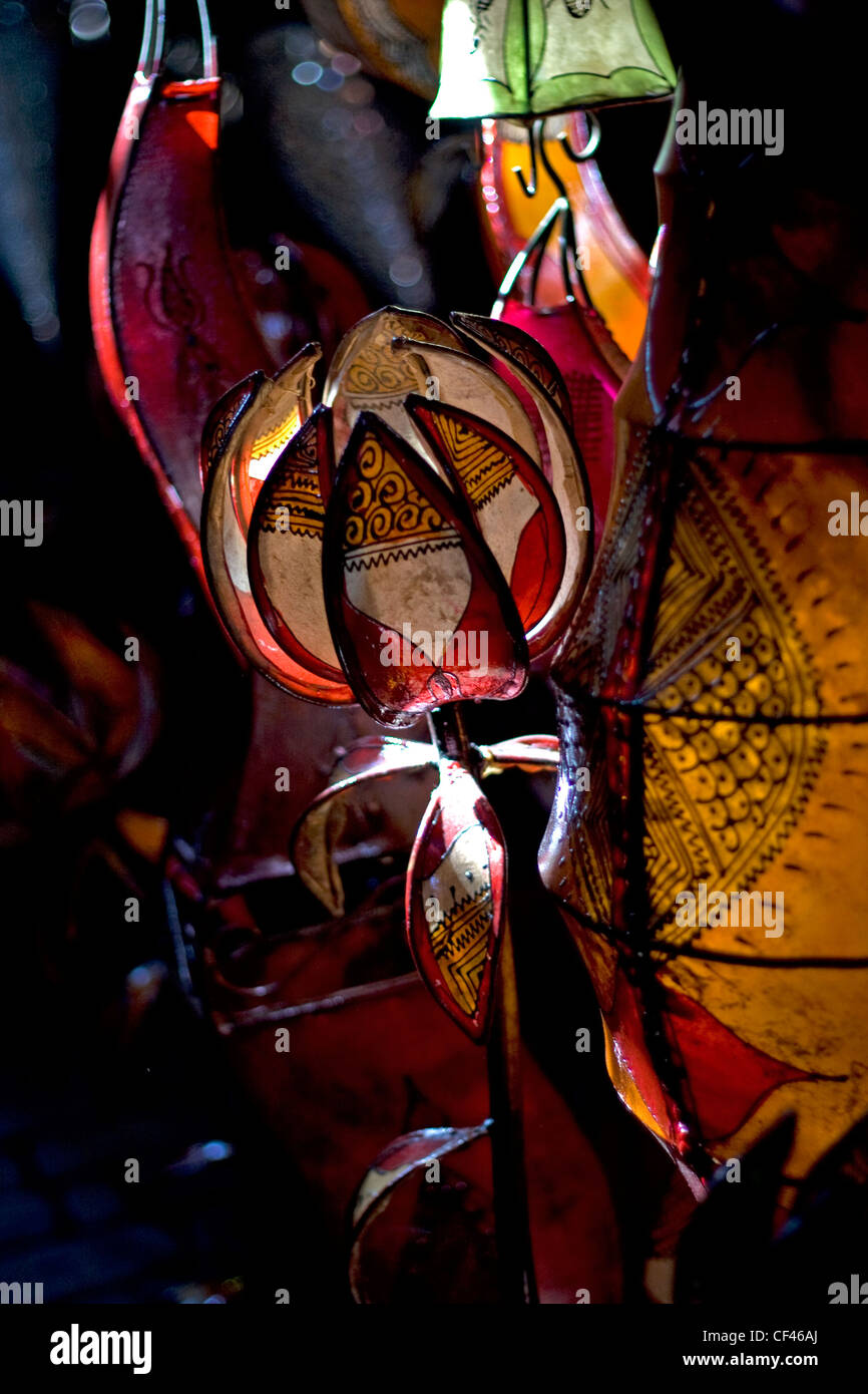 a traditional local craft of lamp shades display outside a shop in ...