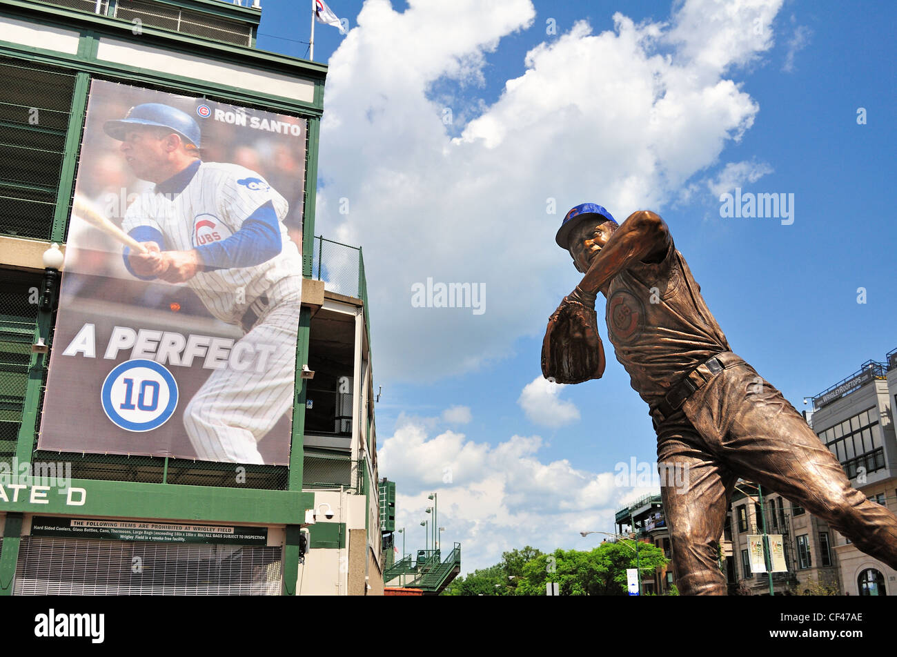 The Ron Santo statue outside Wrigley Field the home of the Chicago Cubs ...