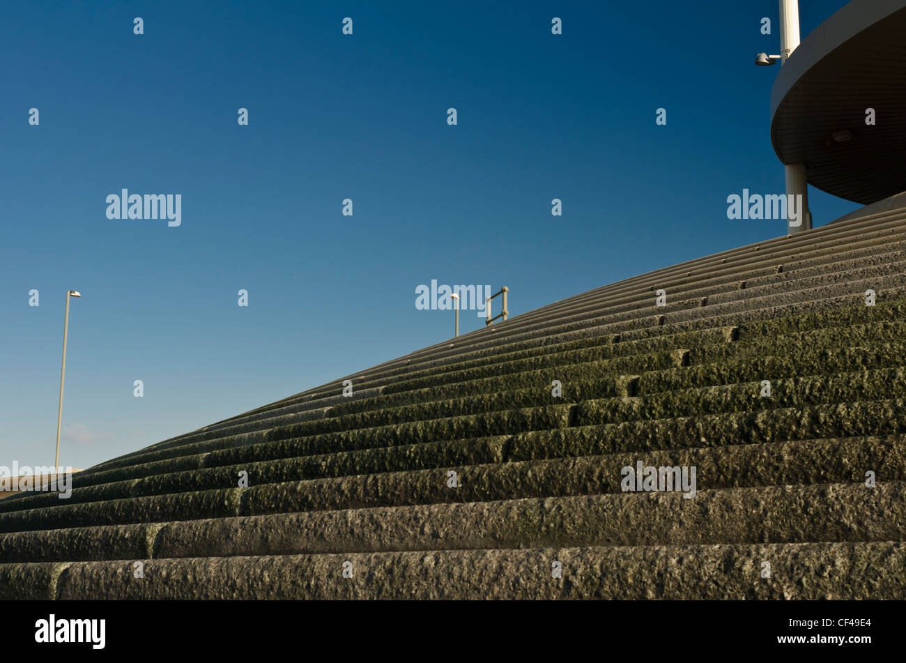 The steps on the new seafront promenade at Cleveleys in Lacnashire UK ...