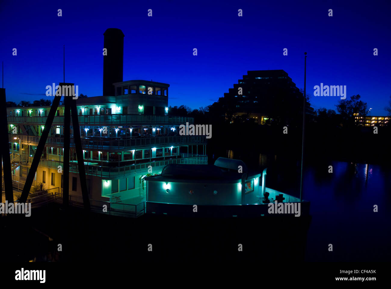 Delta King on Sacramento River at night Stock Photo - Alamy