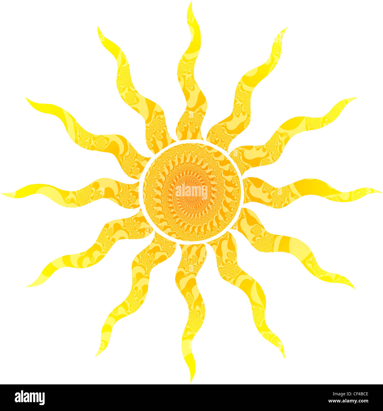 Illustration of Sun with rays around the solar disc; patterned with ...
