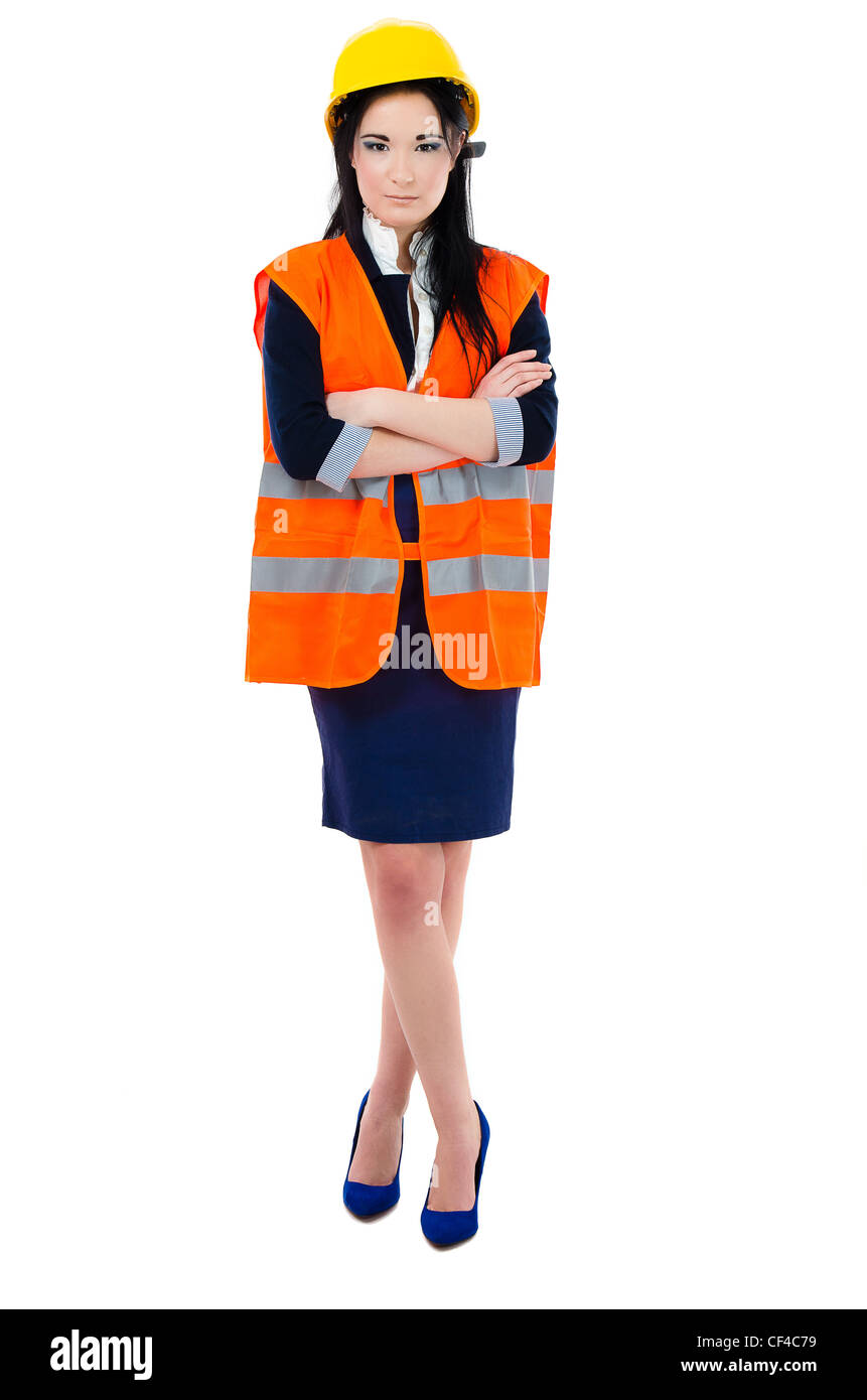 Woman in yellow vest hi-res stock photography and images - Alamy