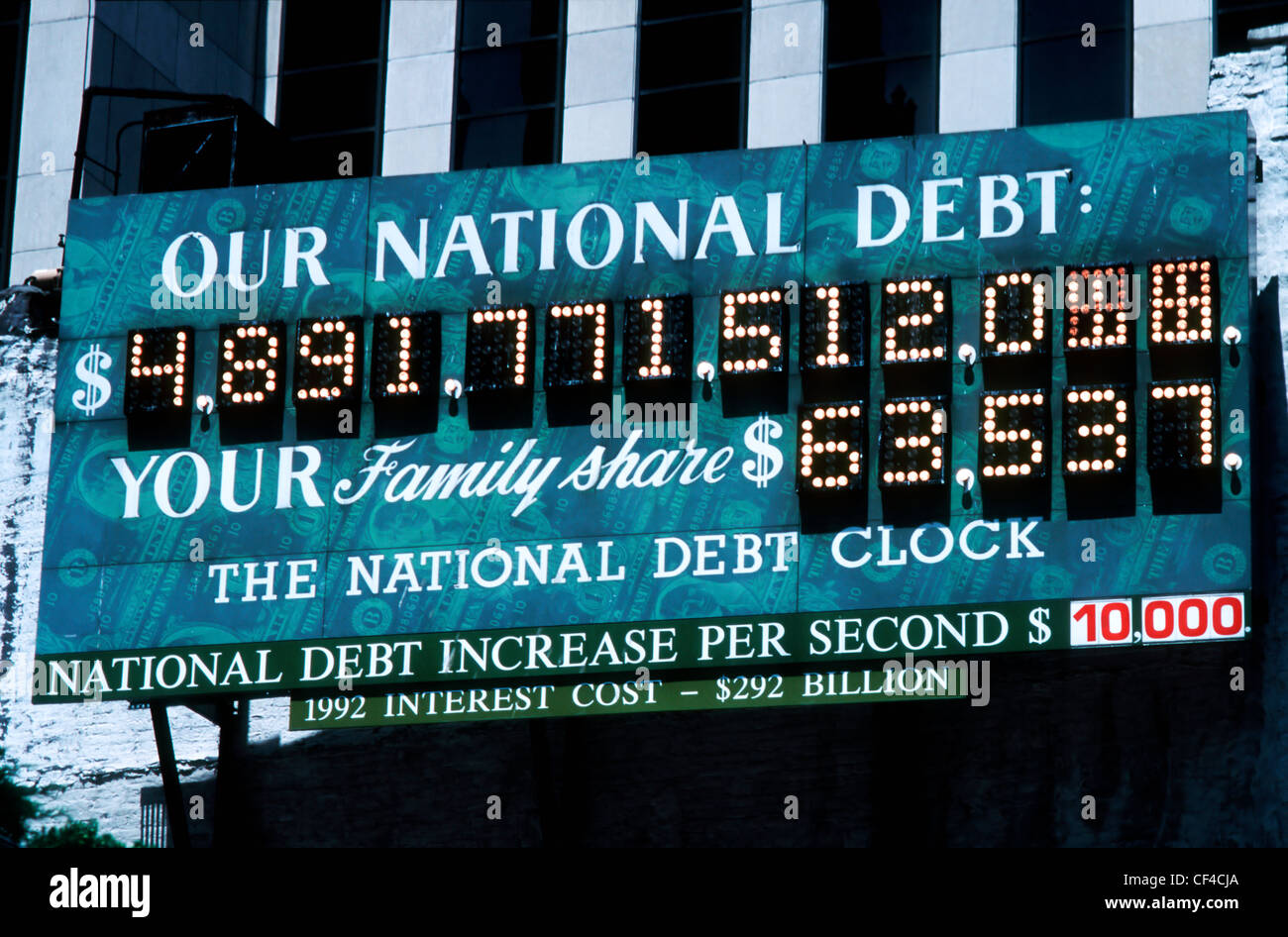 New York City, NY, USA, Detail U.S. national Debt Sign, Economy, on ...