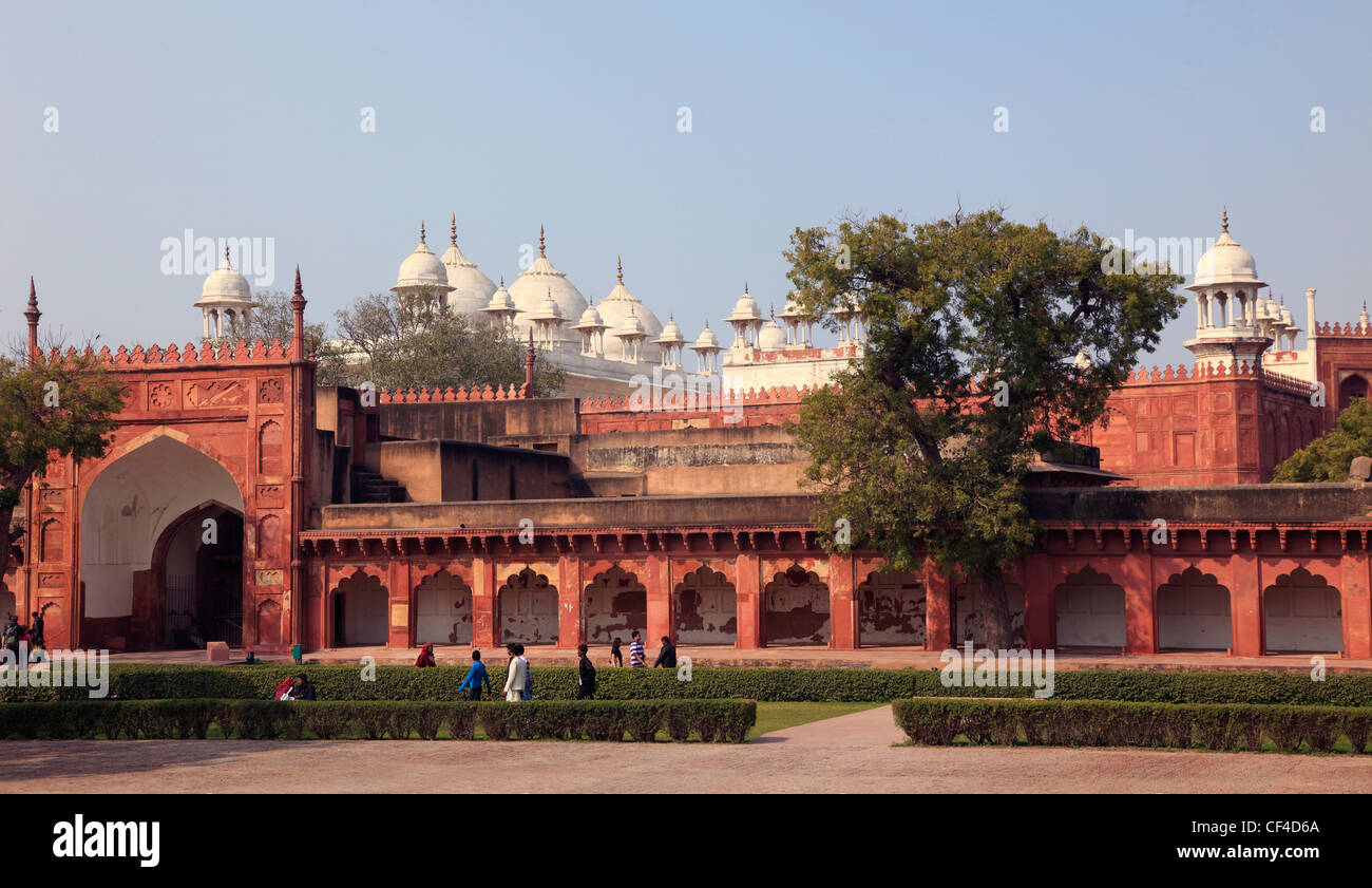 India, Uttar Pradesh, Agra, Fort, Moti Masjid, Pearl Mosque Stock Photo ...