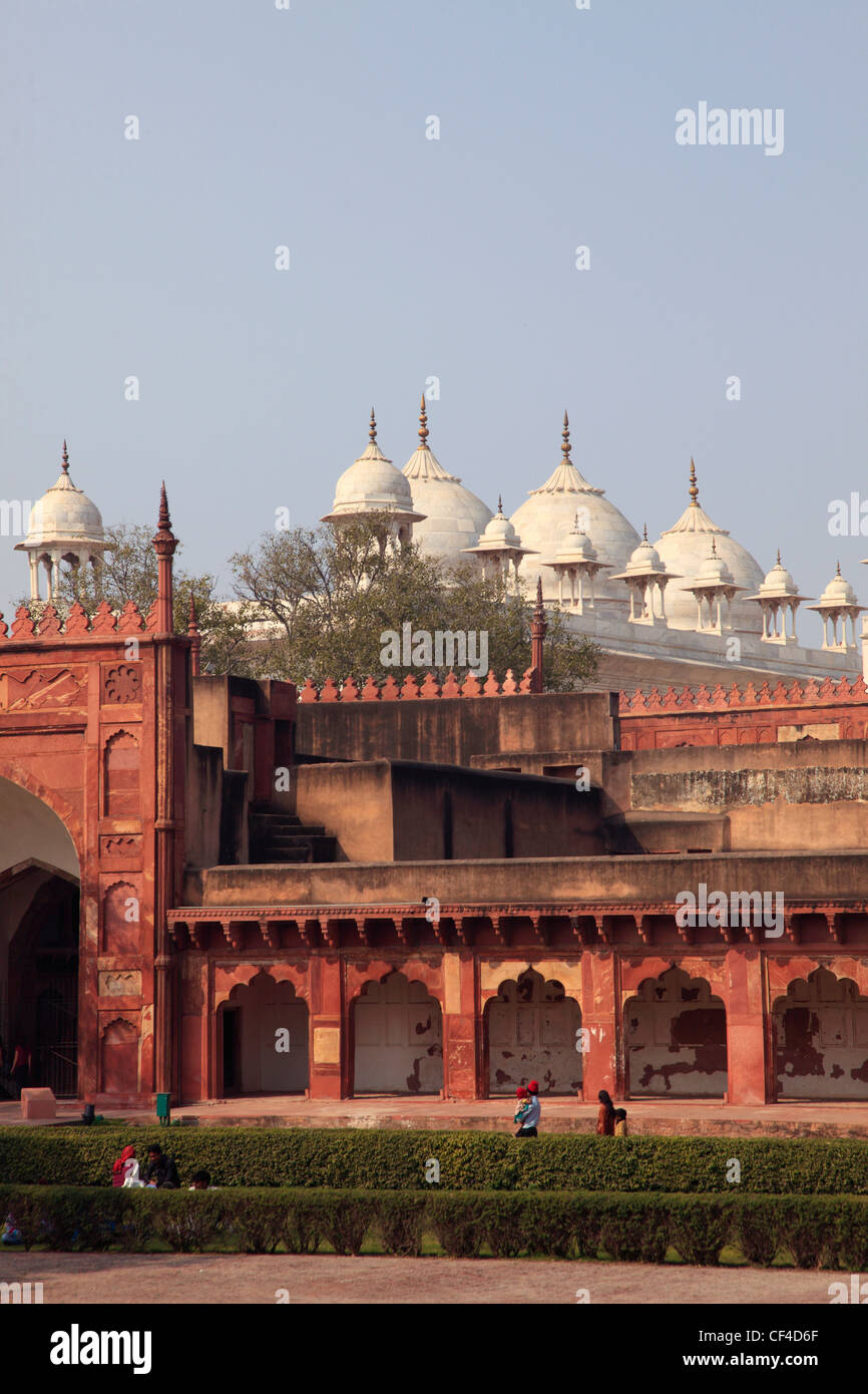 India, Uttar Pradesh, Agra, Fort, Moti Masjid, Pearl Mosque Stock Photo ...