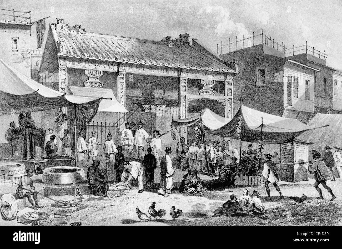 Fish market Canton - street scene at a fish market in Canton, China ...