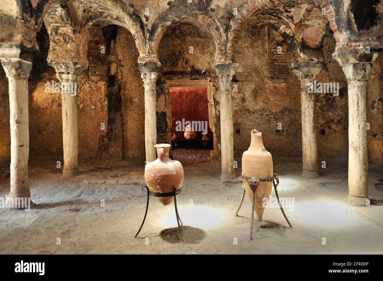 Inside views of the Arab baths at Palma the capital of Majorca one of ...